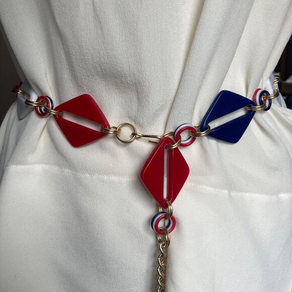 Unbranded | Accessories | Vintage Red White Blue Chain Belt Plastic ...